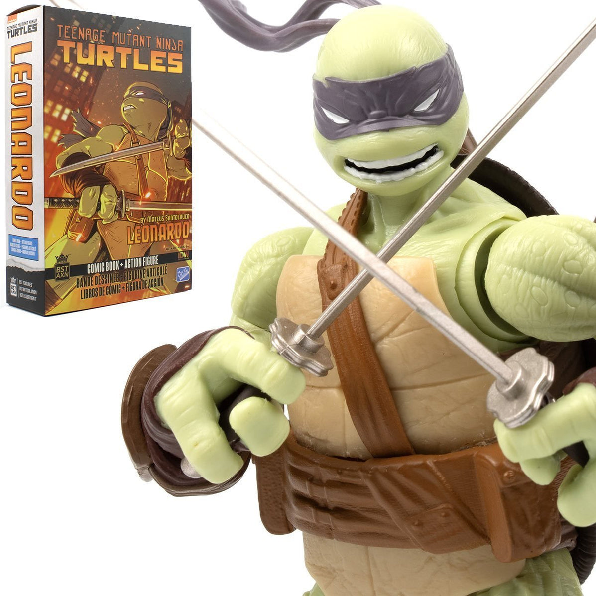 Teenage Mutant Ninja Turtles BST AXN IDW Leonardo (Figure and Comic Se ...
